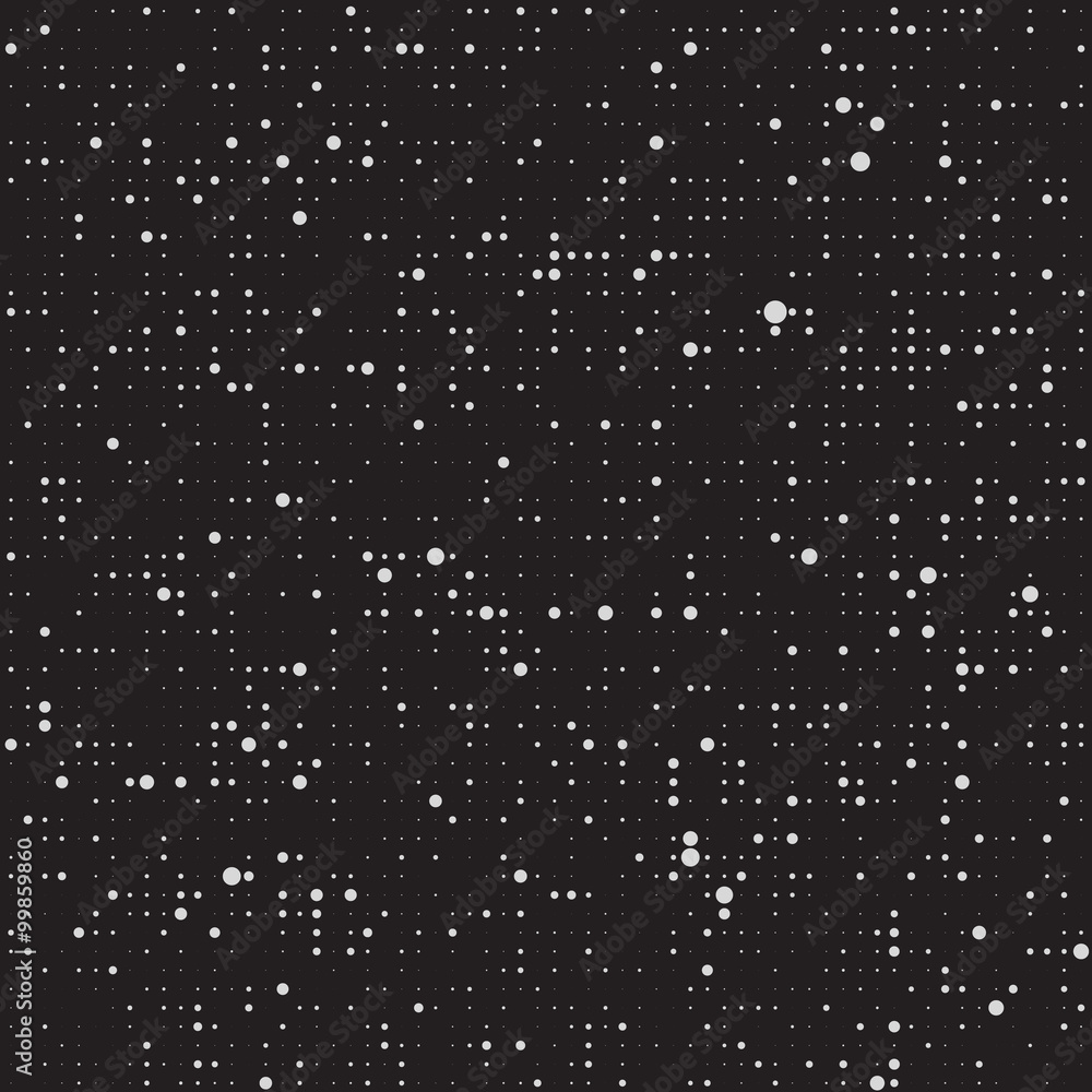 Halftone rounds. Stylized stars in the night sky. Background seamless ...