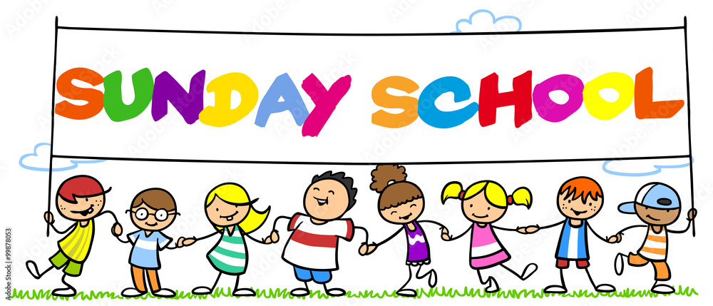 Happy Kids in Sunday School Stock Illustration | Adobe Stock