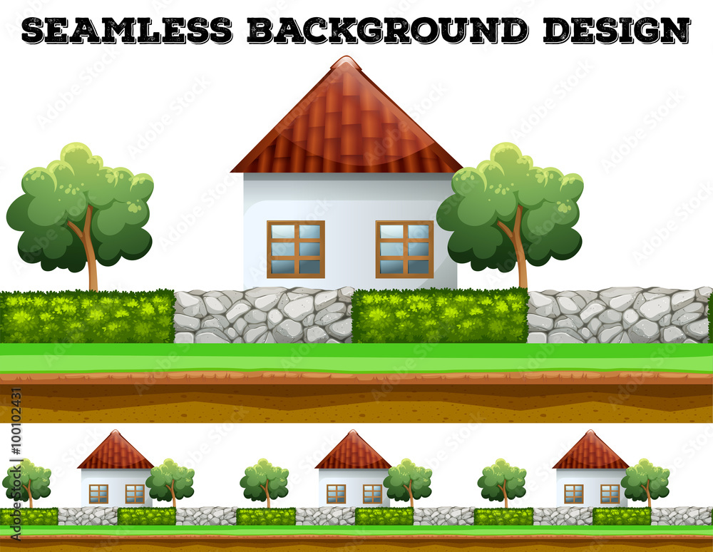 Seamless background design with houses Stock Vector | Adobe Stock