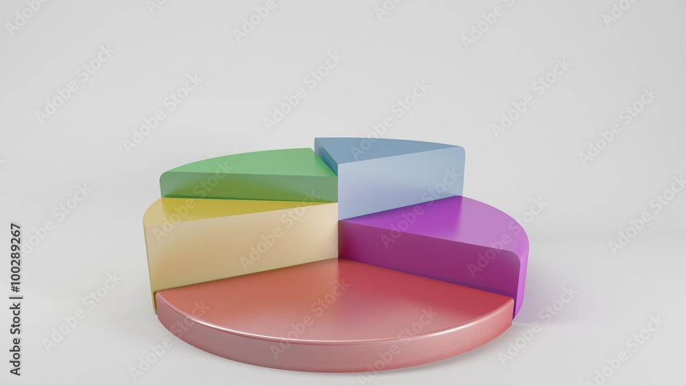 colorful 3d pie chart graph. High resolution render in the design of the information related to ...
