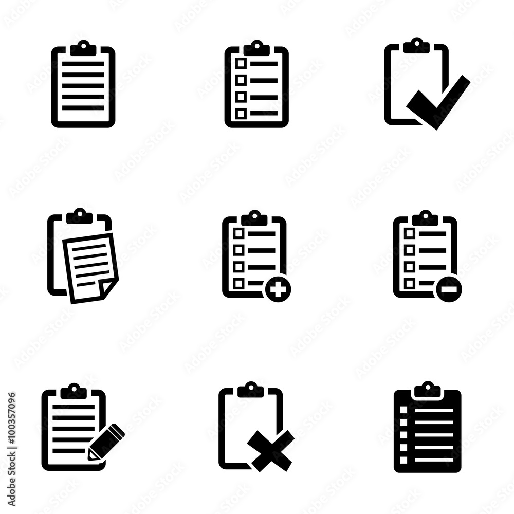 Vector black check list icon set. Check List Icon Object, Check List ...