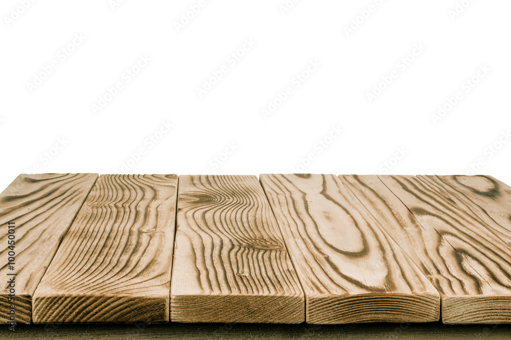 Empty light wood table top isolate on white background, Leave sp Stock ...