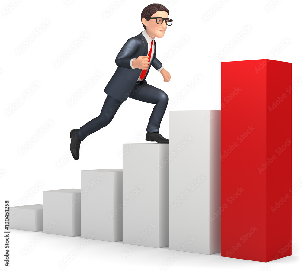 Stock-Illustration „3d Businessman Aufstieg Stufen“ | Adobe Stock
