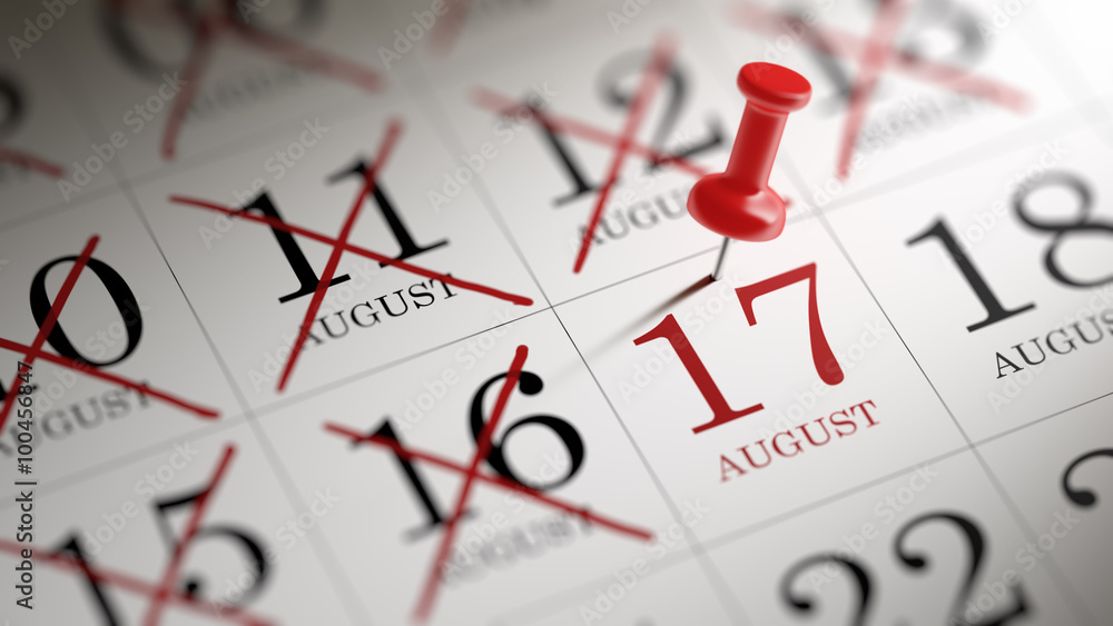 August 17 written on a calendar to remind you an important appoi Stock ...