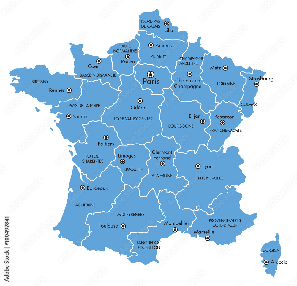 Simple Map of France Stock Vector | Adobe Stock