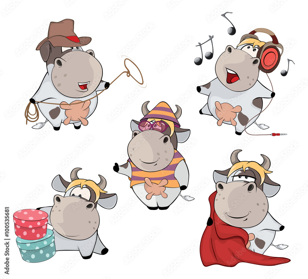 Happy cows.Clip-Art. Cartoon Stock Vector | Adobe Stock