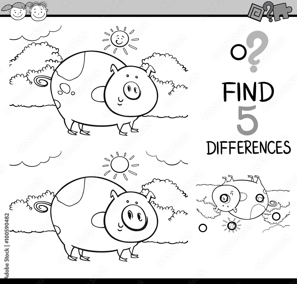 differences task coloring book Stock Vector | Adobe Stock