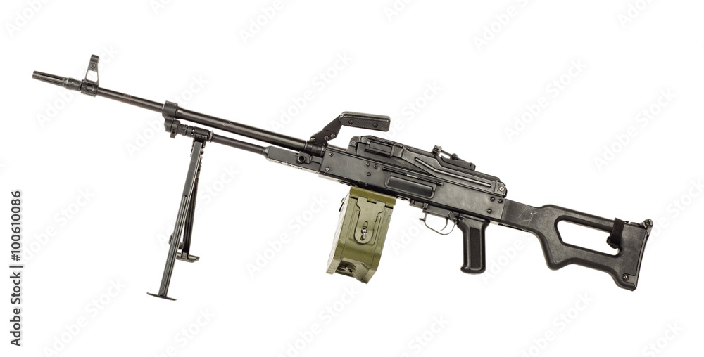 PKM machine gun on a white background.russian weapon Stock Photo ...