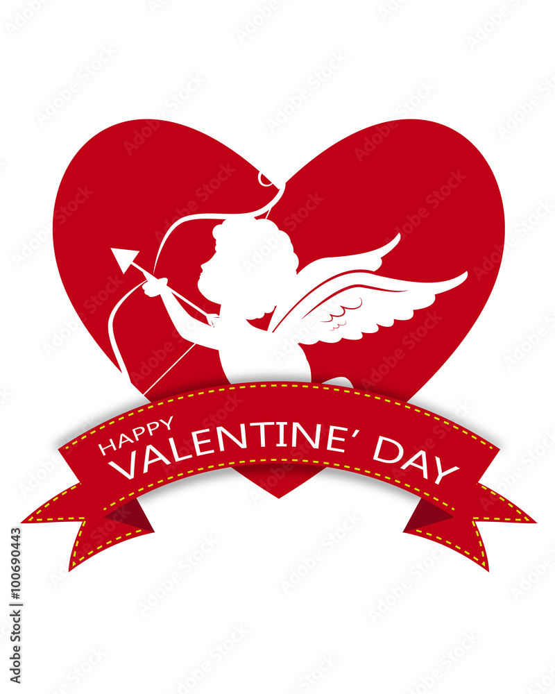 cupid and red heart vector card designs for valentine day Stock Vector ...