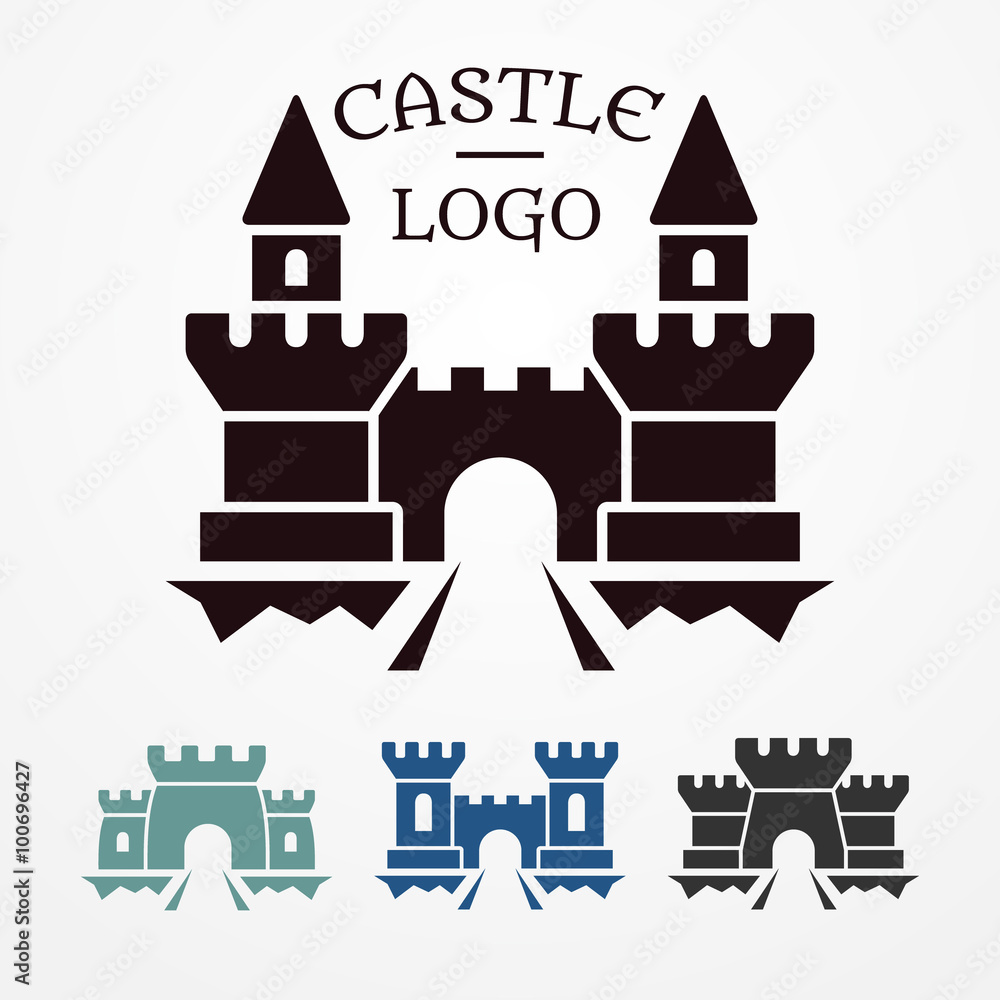 Collection of medieval castle logotypes - simple silhouettes with ...