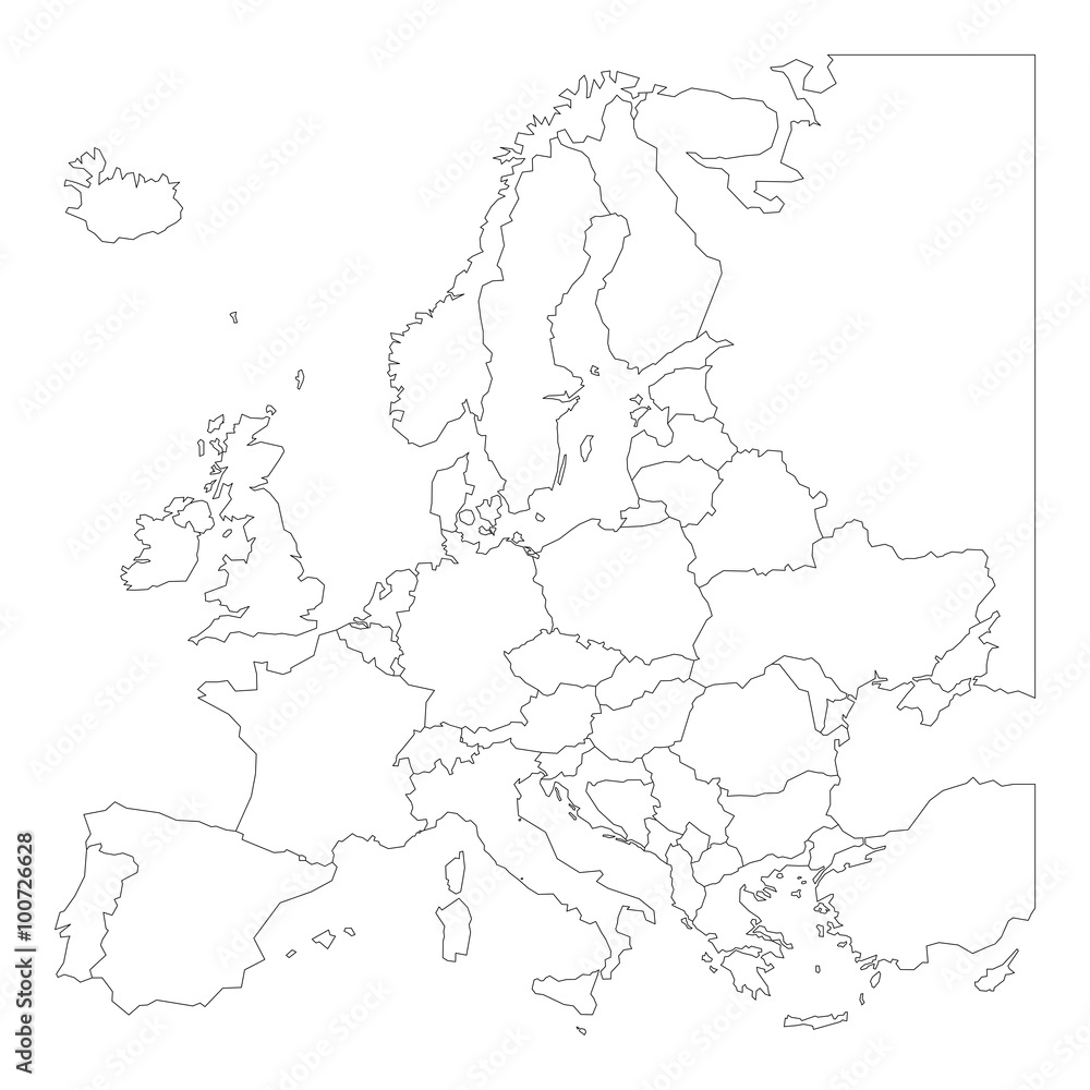 Blank outline map of Europe Stock Vector | Adobe Stock