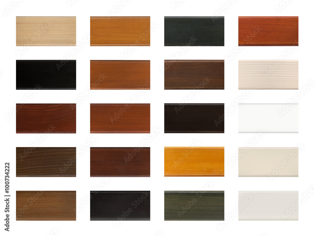 Wood color sample swatch chart isolated on white with clipping p Stock ...