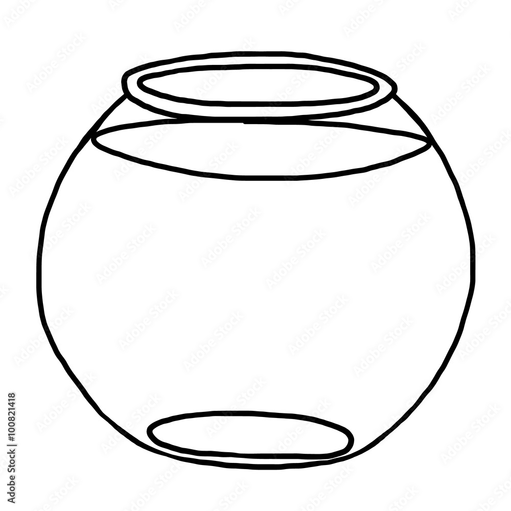 fish bowl / cartoon vector and illustration, black and white, hand ...
