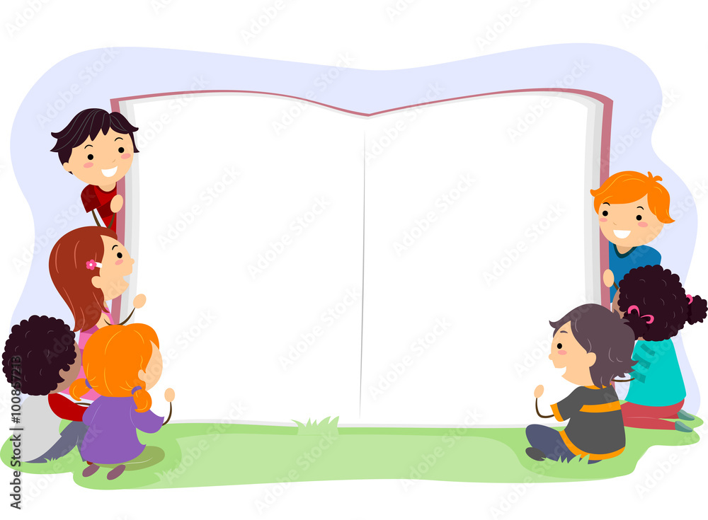 Stickman Kids Open Book Board Stock Vector | Adobe Stock