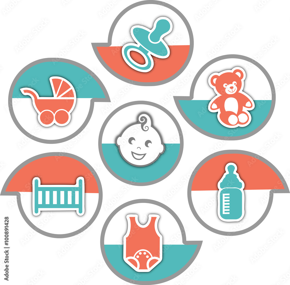 Image vectorielle Stock Icônes bébé | Adobe Stock