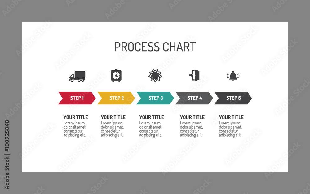 Five-step process arrow chart Stock Vector | Adobe Stock
