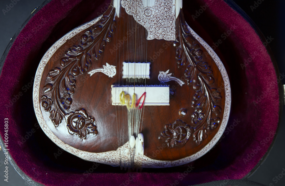 Sitar, a String Traditional Indian Musical Instrument Stock Photo ...