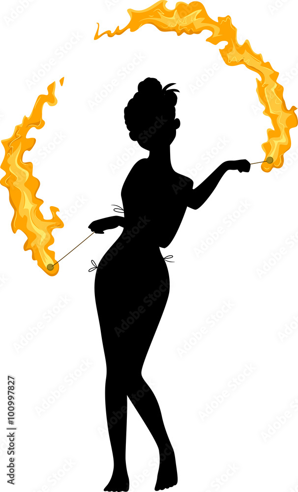 Fire Dancer Silhouette Stock Vector | Adobe Stock