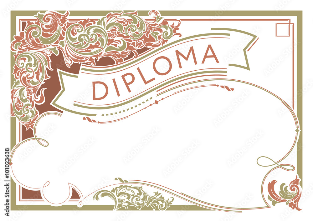 Horizontal diploma design template Stock Vector | Adobe Stock
