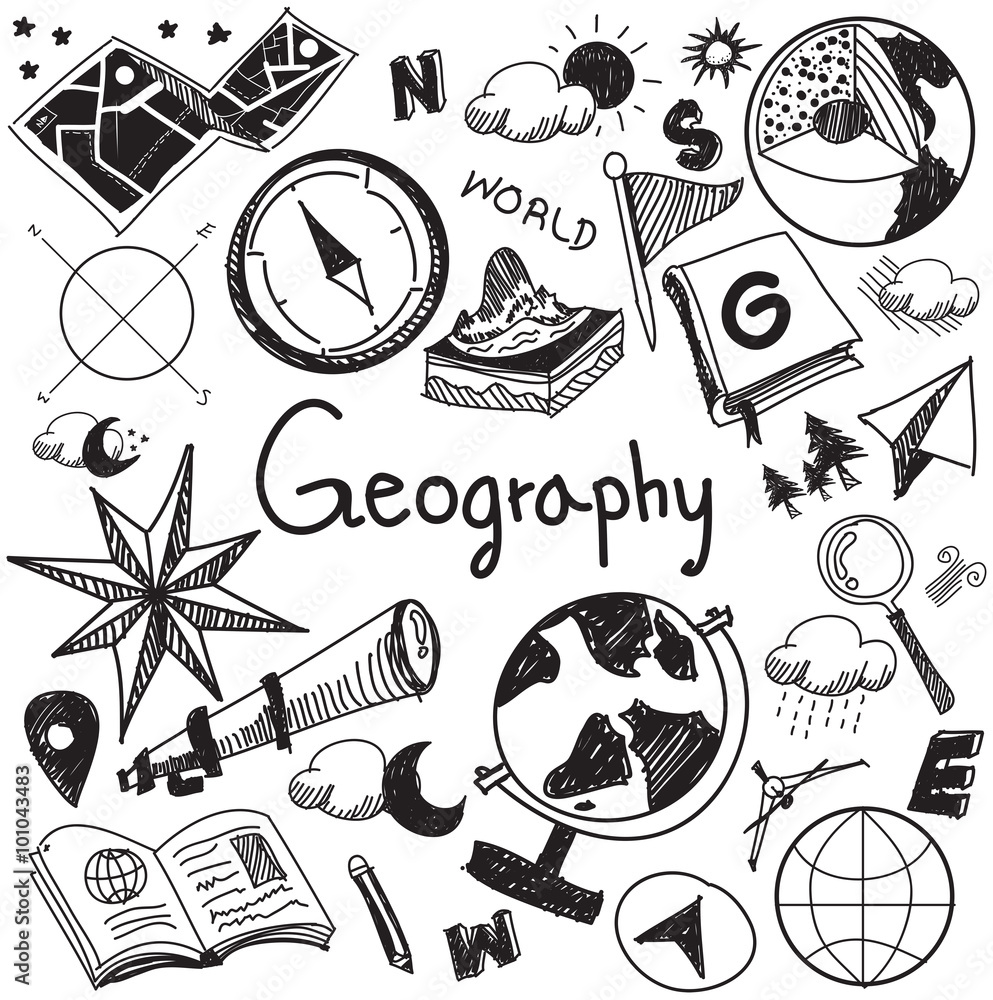 Geography geology education handwriting doodle icon of earth ...