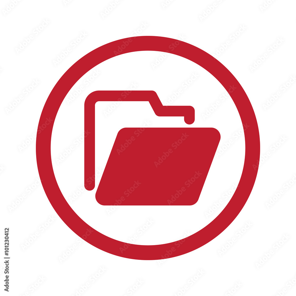 Flat red Folder icon in circle on white Stock Vector | Adobe Stock