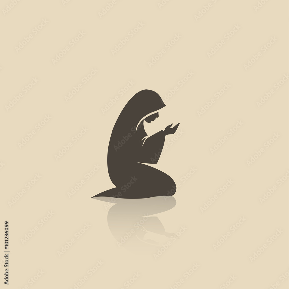 Muslim woman praying icon Stock Vector | Adobe Stock