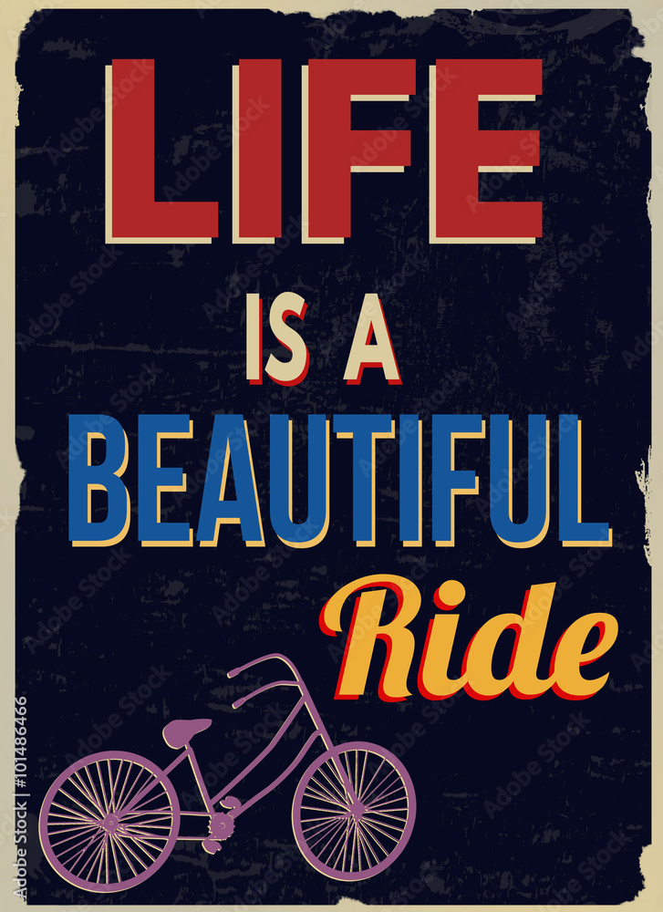 Life is a beautiful ride retro poster Stock Vector | Adobe Stock