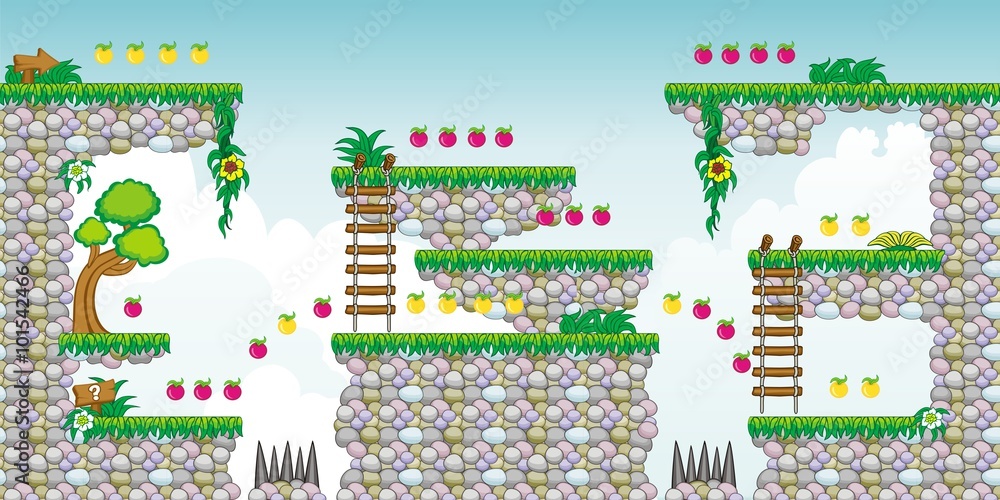 Tile set Platform for Game - A set of layered vector game asset ...