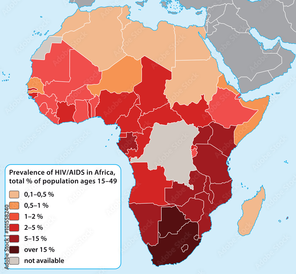 Prevalence of HIV / AIDS in Africa, vector map. Stock Vector | Adobe Stock
