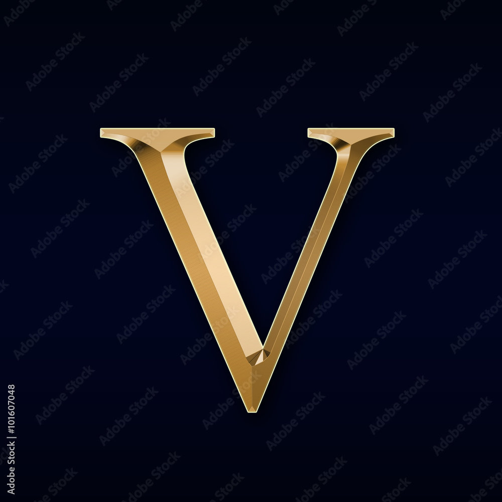 Gold letter "V" on a black background Stock Illustration | Adobe Stock