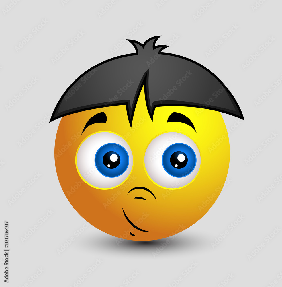 Innocent Scared Chinese Emoji Smiley Emoticon Stock Vector | Adobe Stock