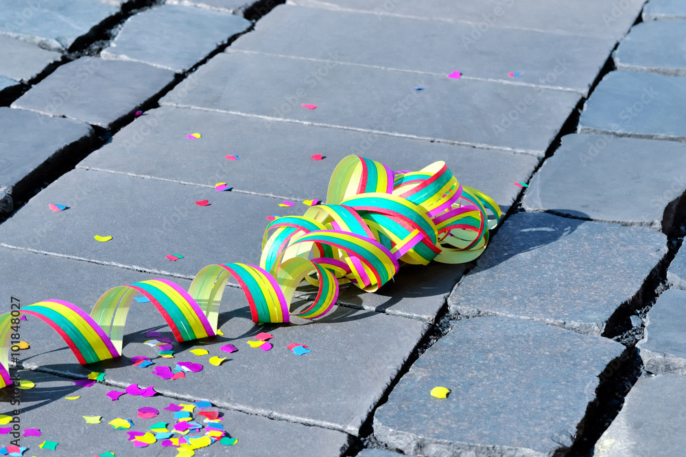 Celebration - streamer on the ground - symbol for celebration and party ...