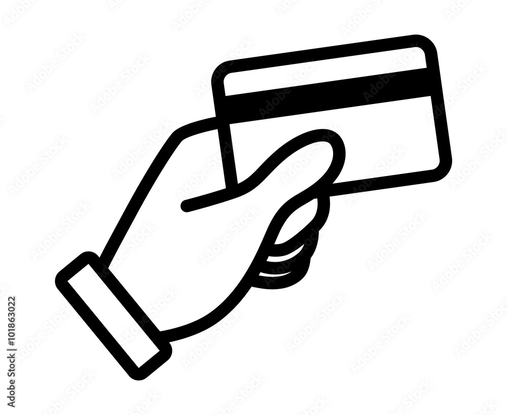 Hand swipe credit card during purchase line art icon for apps and ...