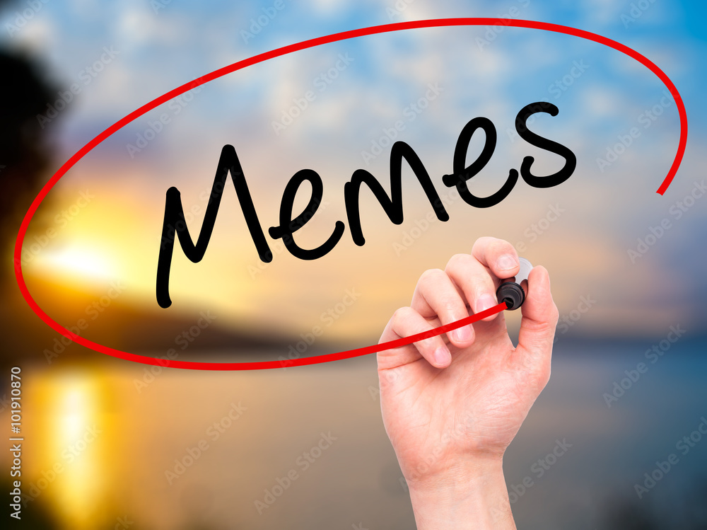 Man Hand writing Memes with black marker on visual screen. Stock Photo ...
