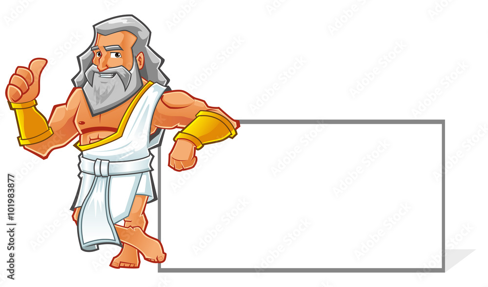 Illustration of a roman cartoon character with banner on the right side ...