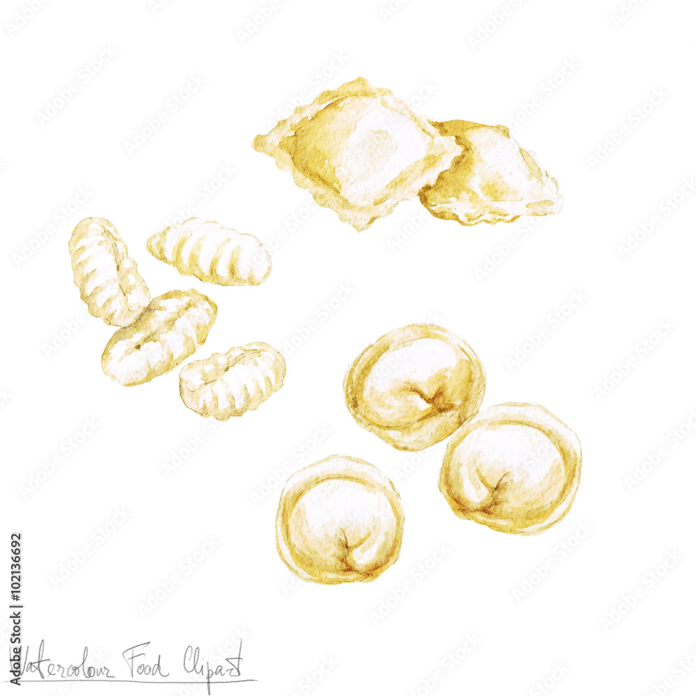Watercolor Food Clipart - Pasta Stock Illustration | Adobe Stock