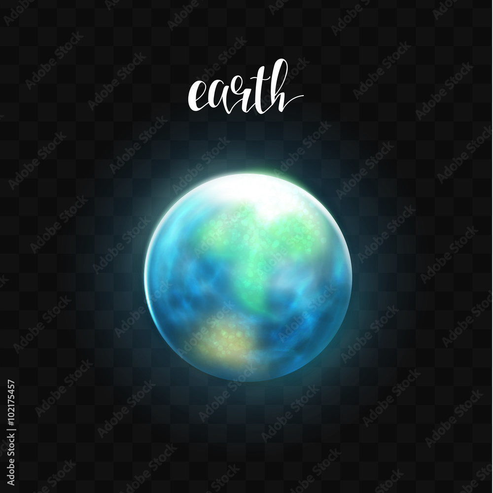 Realistic glowing Earth planet Isolated. Glow with transparency on ...