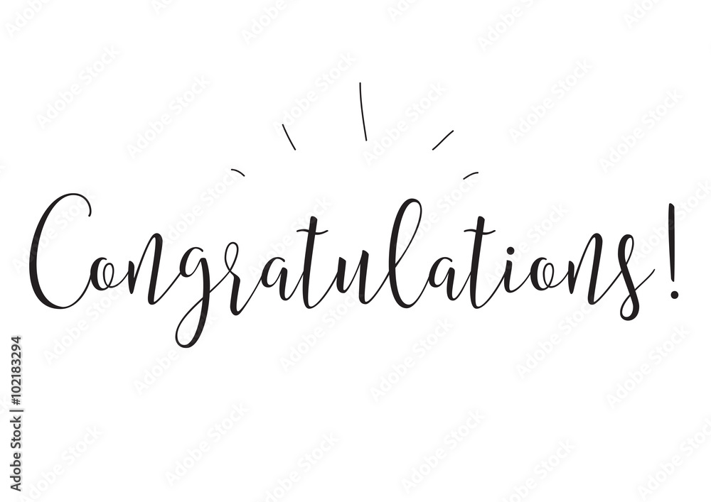 Congratulations inscription. Greeting card with calligraphy. Hand drawn ...