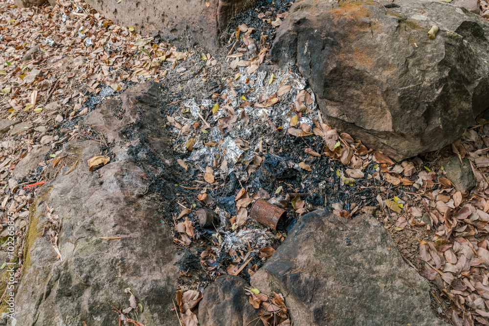 Waste Incineration - dark ash and rest of burned waste such as daily ...