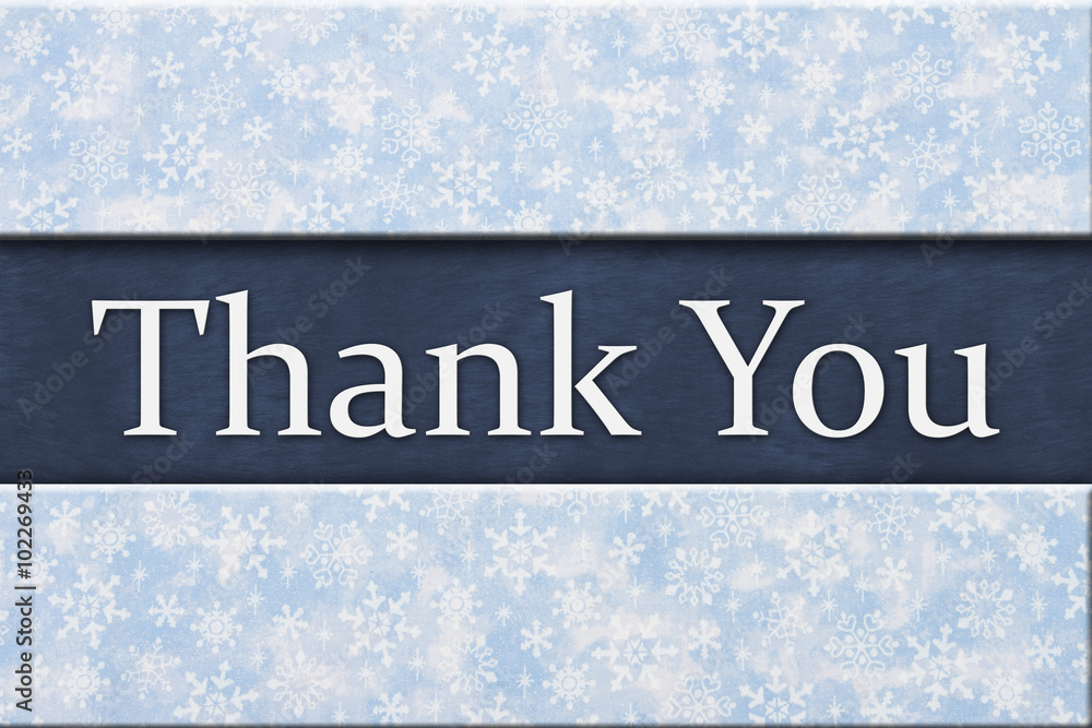 Blue Snowflake Background with Thank You Message Stock Illustration ...