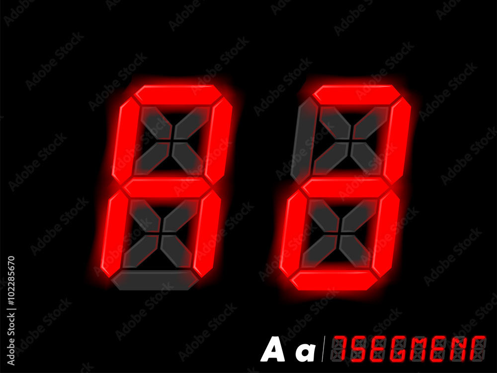 Graphic Design Vector Of Seven Segment Style Alphabet A And A Seven