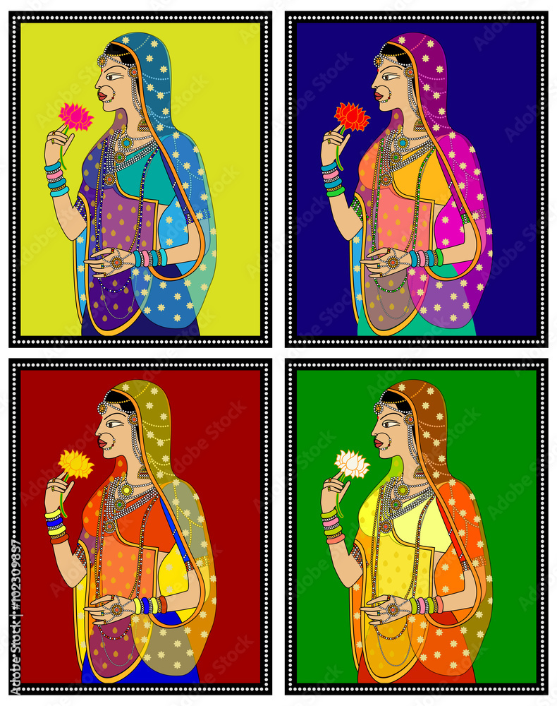 Indian Queen/ princess portrait -inspired by 16th century India Rajput ...