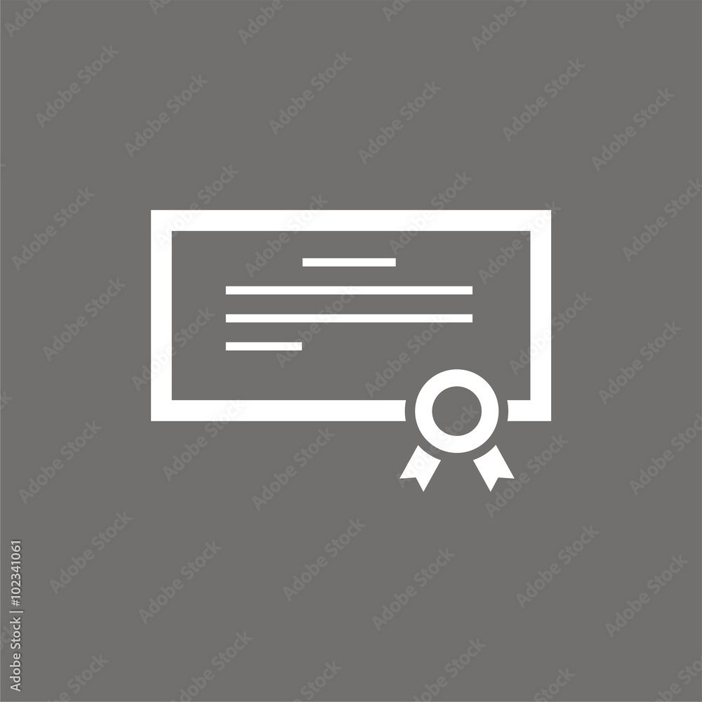Icono de certificado, título o diploma sobre fondo oscuro. Ilustración ...