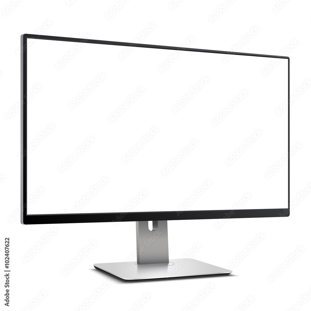 Computer Monitor with white blank screen Mockup Stock Vector | Adobe Stock