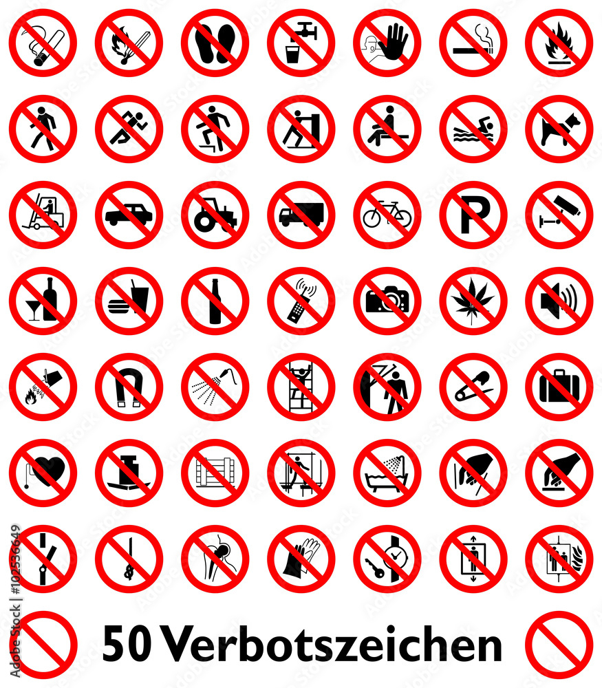 50 Verbotszeichen - 2D Set Stock Illustration | Adobe Stock