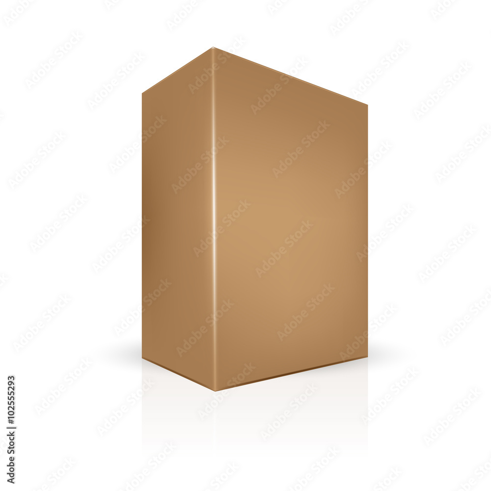 VECTOR PACKAGING: Brown thick side view package box on isolated white ...