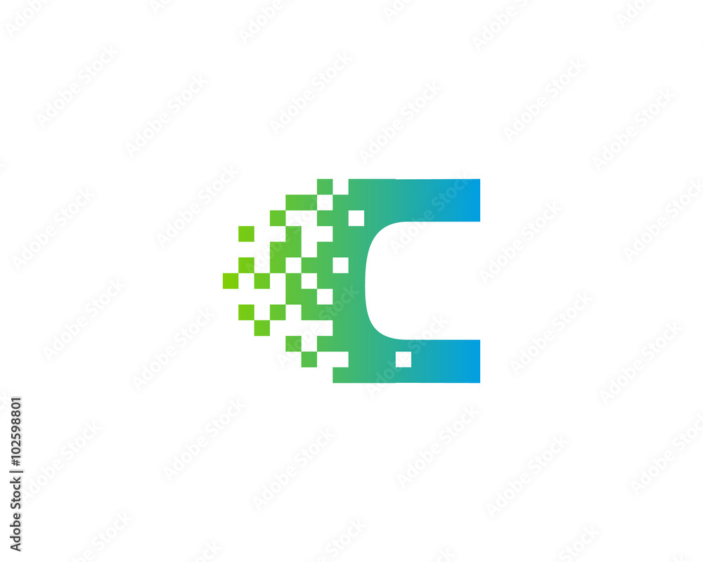 Letter C Pixel Motion Logo Design Template Stock Vector | Adobe Stock