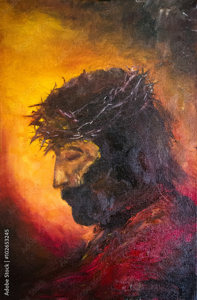 Painting of jesus christ before His death. Symbol of salvation, love ...