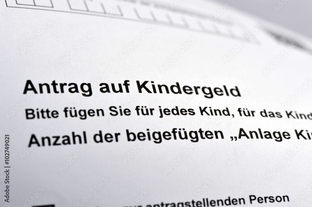 Antrag auf Kindergeld, Formular, Antrag, Sozialleistung ...