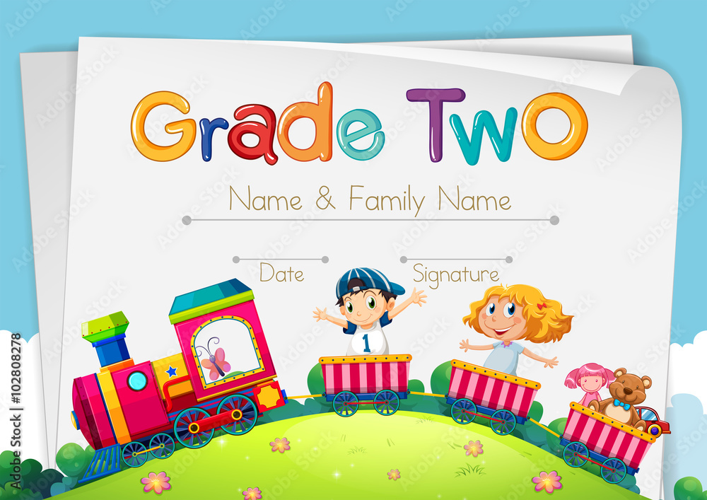 Diploma template for grade two Stock Vector | Adobe Stock